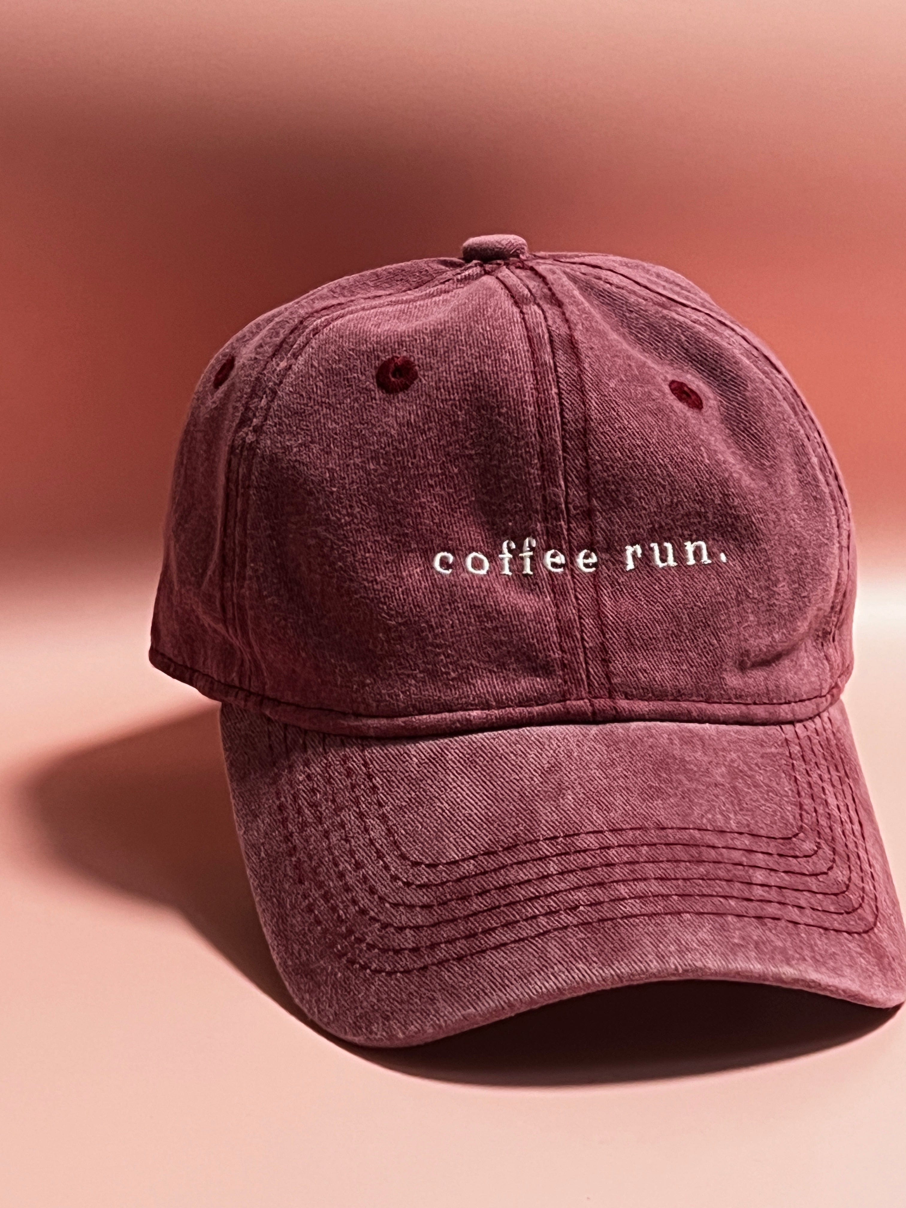 RC Baseball Cap - Burgundy - Coffee Run Logo - Pre Order only..see det ...